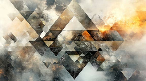 Abstract Geometric Triangle Pattern with Fire and Smoke Stock ...