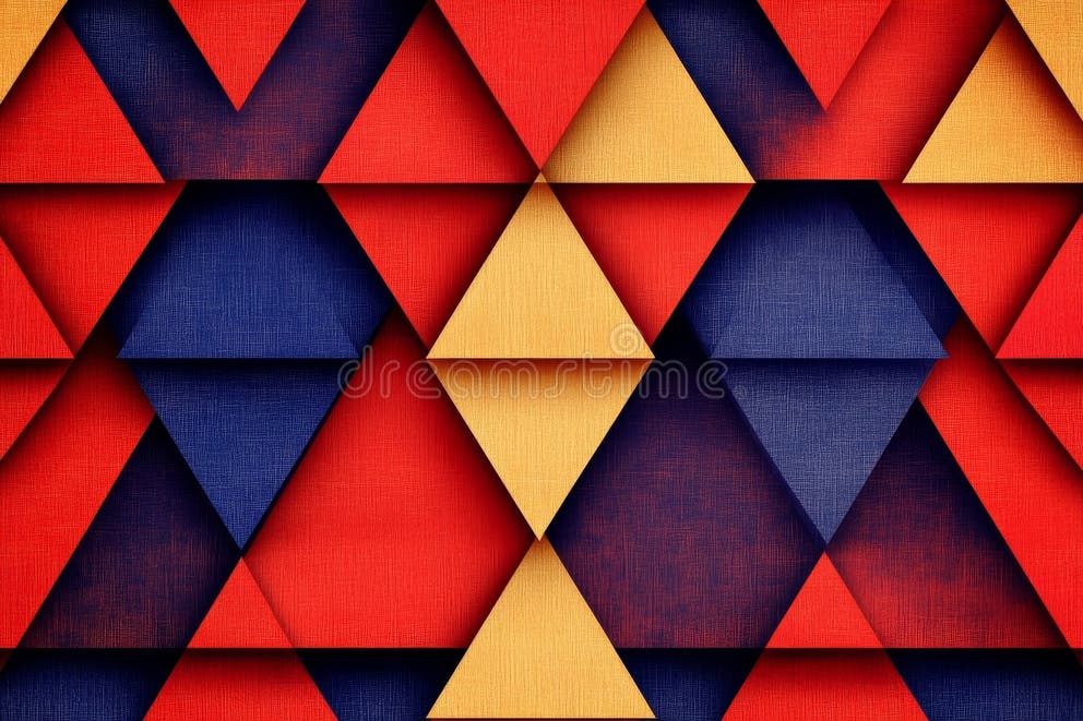Abstract Geometric Triangle Pattern Red Blue and Gold Triangles Form a ...