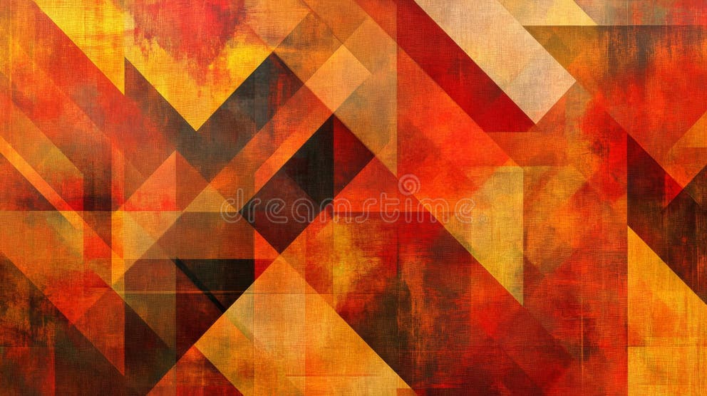 Abstract Geometric Triangle Pattern in Red Orange and Yellow Tones ...