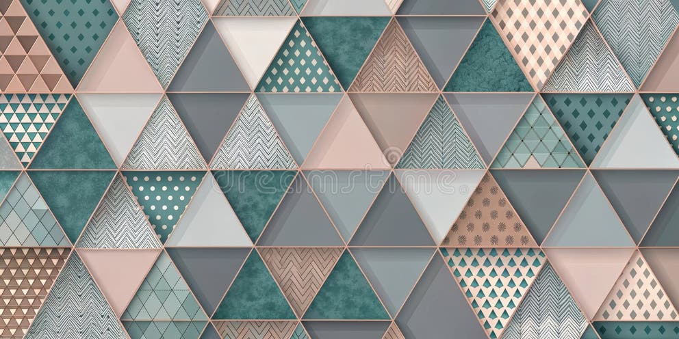 Abstract Geometric Triangle Pattern Wall Decor with Pastel Tones ...
