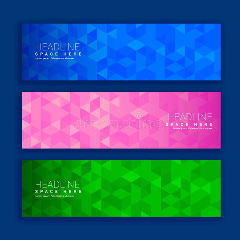 Abstract Geometric Triangle Shapes Banners in Three Different Co Stock ...