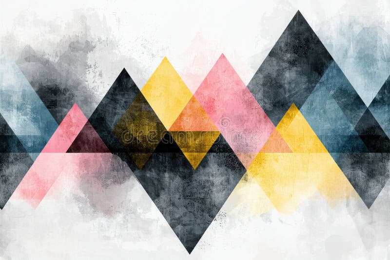 Abstract Geometric Triangles with Colorful Paint Splatter Effect Stock ...