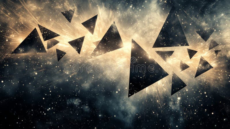 Abstract Geometric Triangles in Cosmic Space with Glowing Light and ...
