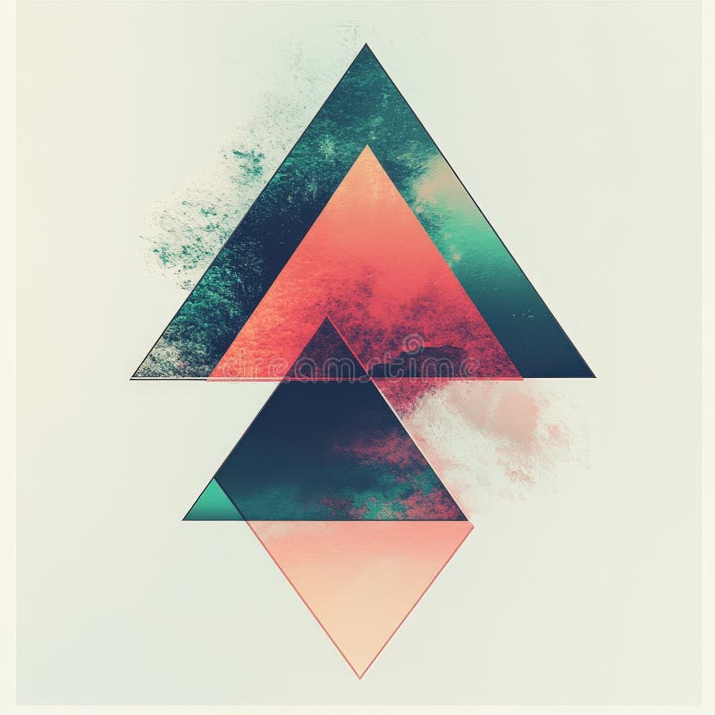 Abstract Geometric Triangles with Textured Overlays Stock Illustration ...