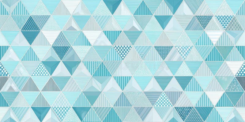 Abstract Geometric Triangular Mosaic Pattern in Aqua Tones. Generative ...