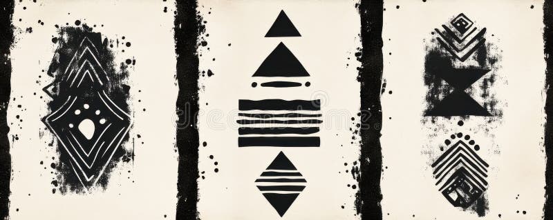 Abstract Geometric Tribal Design with Vertical Line Patterns Stock ...