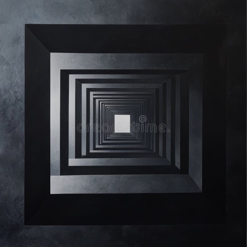 Abstract Geometric Tunnel with Concentric Squares Stock Illustration ...