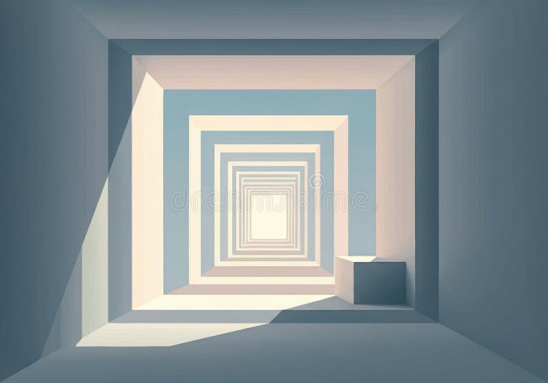 Abstract Geometric Tunnel with Layered Perspectives and Soft Lighting ...