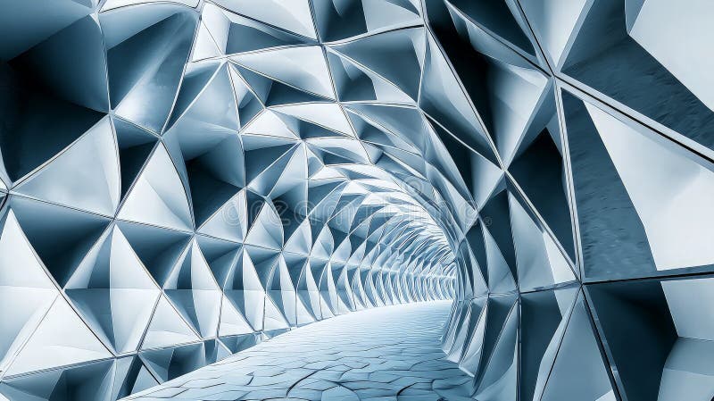 Abstract Geometric Tunnel with a Paved Path in the Center Stock ...