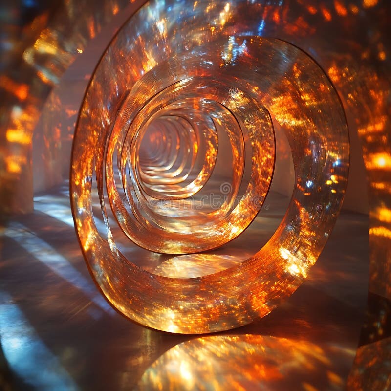 Abstract Geometric Tunnel with Vibrant Light Reflections and ...