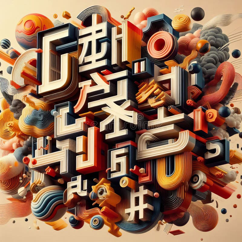 Abstract Geometric Typography Artwork Stock Photo - Image of detailed ...