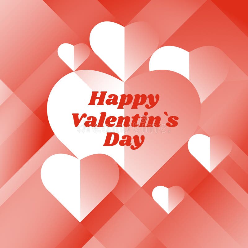 Abstract Geometric Valentine Card Design. Red Hearts and Gradient ...