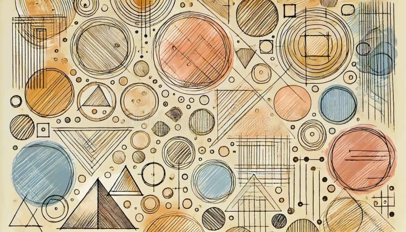 Abstract Geometric Vector Background with Colorful Circular and Linear ...