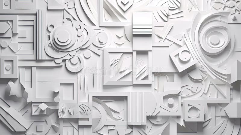 Abstract Geometric Volume Background. White Color Rectangles, Circles ...