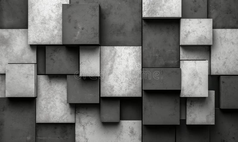 Abstract Geometric Wall Design with Textured Gray and White Blocks ...
