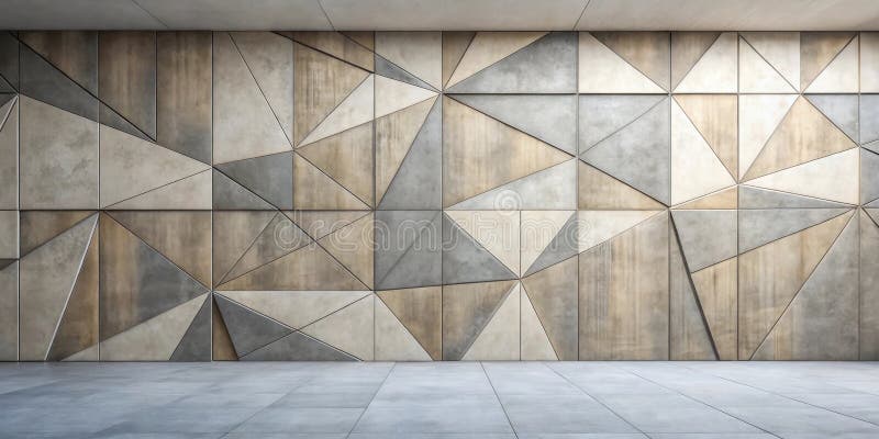 Abstract Geometric Wall Paneling with Neutral Tones and Subtle Textural ...
