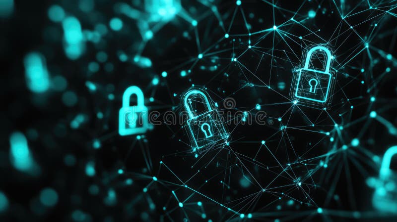 An Abstract Geometric Wallpaper Focused on Technology and Security with ...