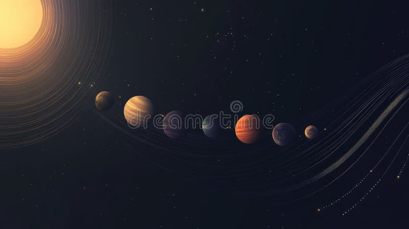 An Abstract Geometric Wallpaper Illustrating a Linear Solar System ...