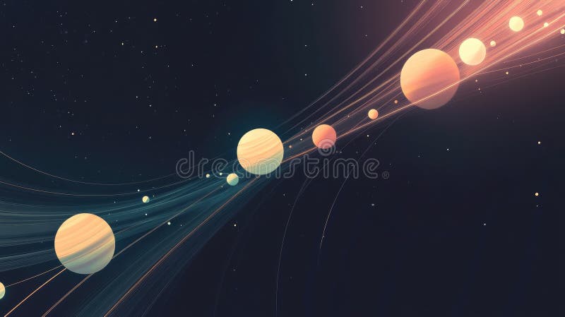 An Abstract Geometric Wallpaper Illustrating a Linear Solar System ...