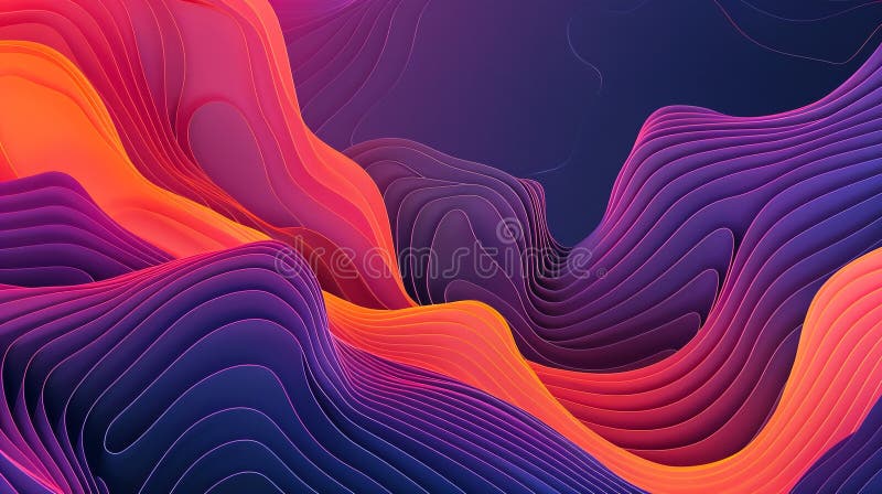 Abstract Geometric Wave Background with Undulating Forms and Flowing ...