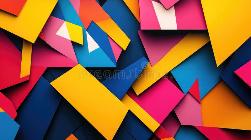 Abstract Geometric Web Banner with Bold Primary Colors and Sharp Lines ...