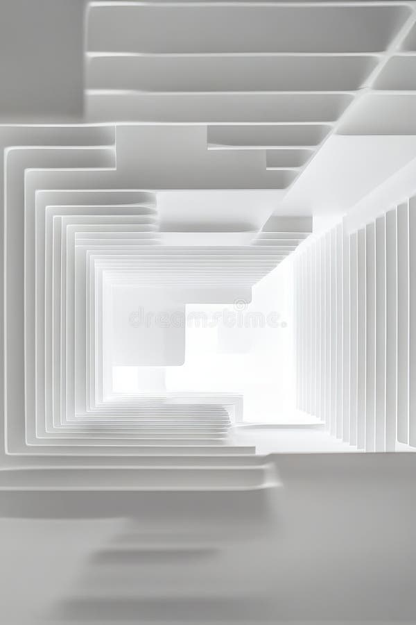Abstract Geometric White Architecture with Layered Rectangles Stock ...