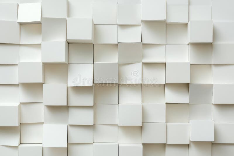 Abstract Geometric White Boxes Pattern with Shadows. Artificial ...