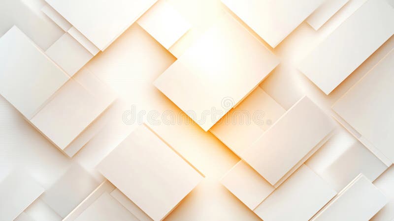 Abstract Geometric White and Gold Background with Overlapping Squares ...