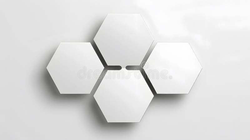 Abstract Geometric White Hexagon Shapes on Minimalist White Background ...