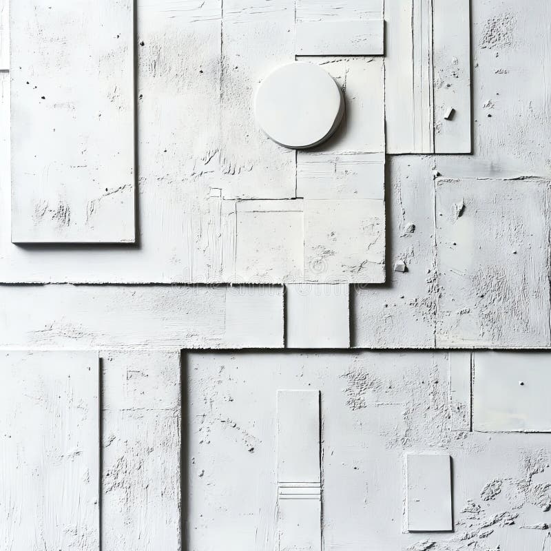 Abstract Geometric White Textured Wall with Circular Element for Modern ...