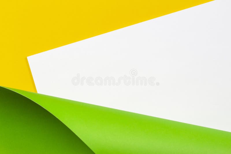 Abstract Geometric White Yellow and Green Color Paper Background. Stock ...