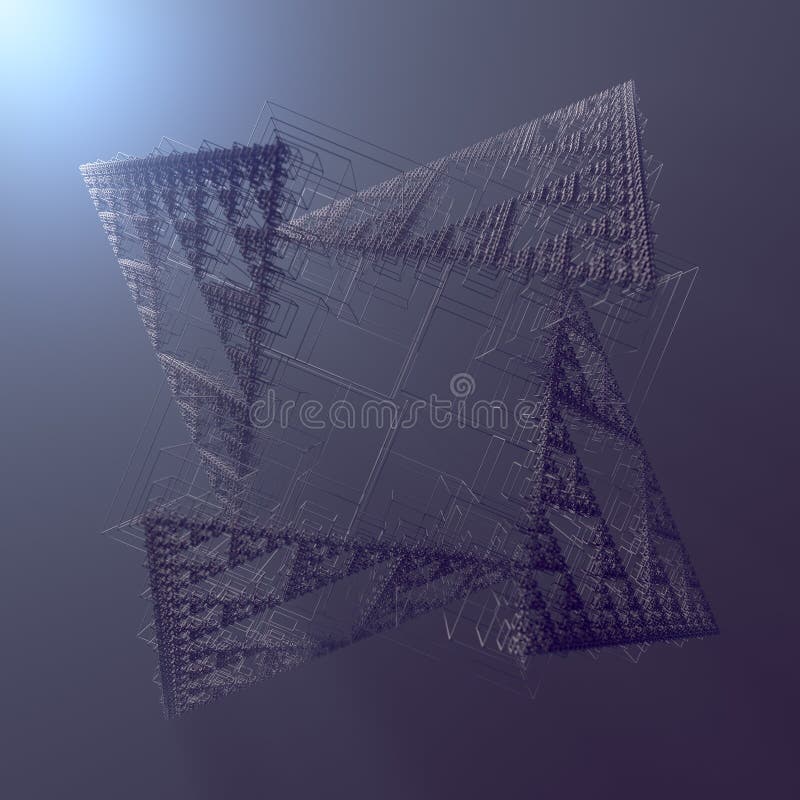 Abstract Geometric Wire Fractal Shape 3d Rendering Stock Illustration ...