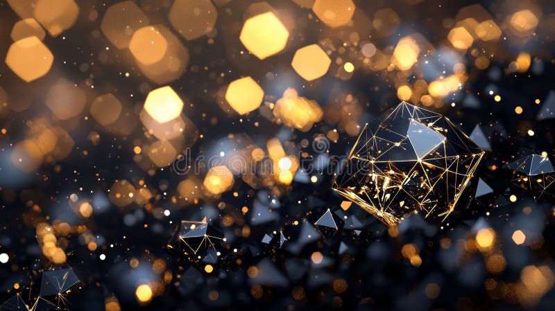 The Abstract Geometric Wireframe Design of this Gold Diamond Features ...