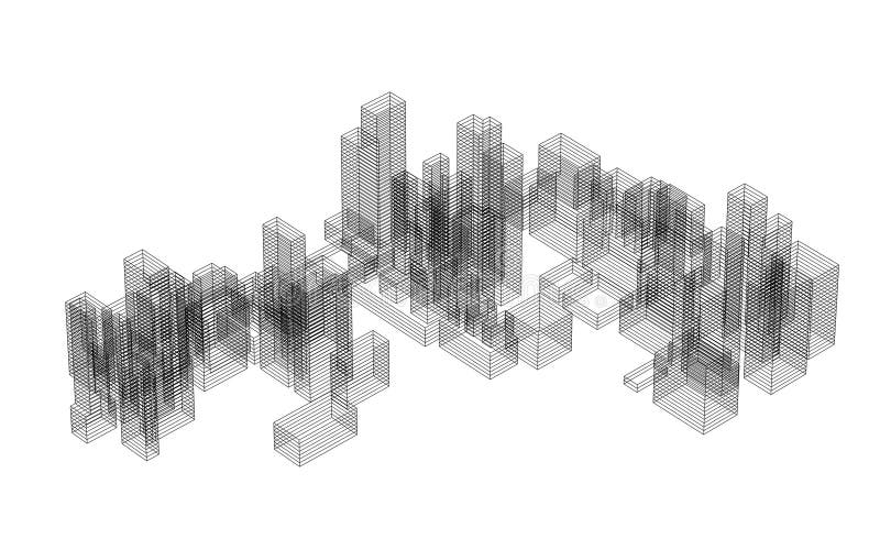 Abstract Geometric Wireframe in Linear Style. Matrix Cubes Pattern ...