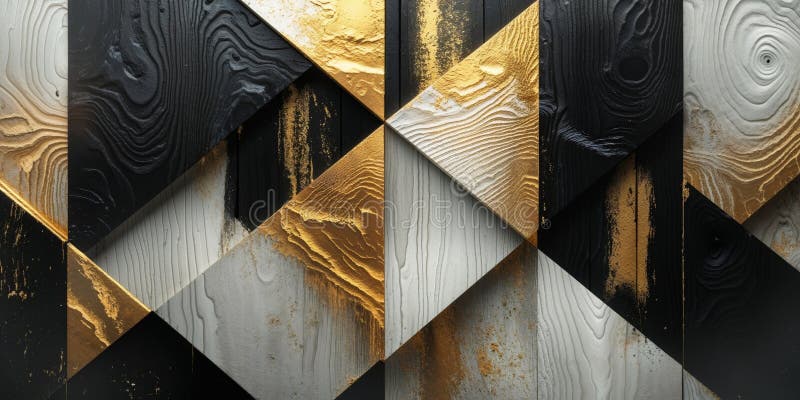 Abstract Geometric Wood Panel Texture Black White Gold Stock Image ...