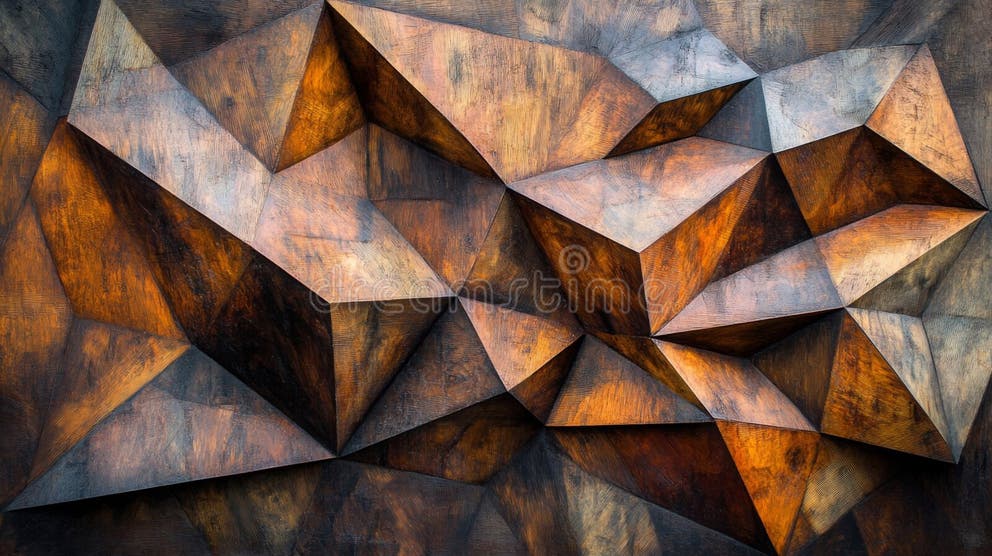 Abstract Geometric Wood Texture with Brown Polygons Stock Illustration ...