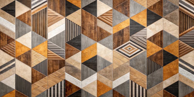 Abstract Geometric Wood Tone Tile Pattern Design Featuring Triangles ...