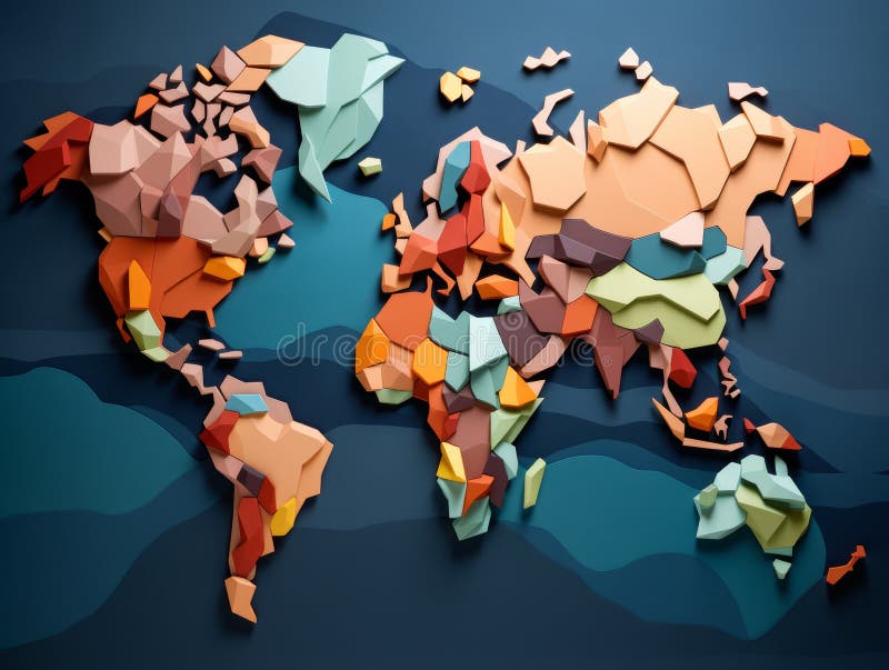 Abstract Geometric World Map Stock Illustration - Illustration of ...