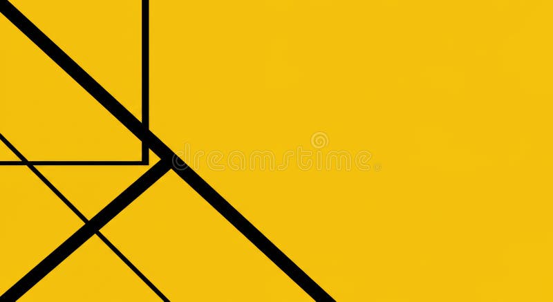 Abstract Geometric Yellow Background with Black Lines and Shapes Stock ...