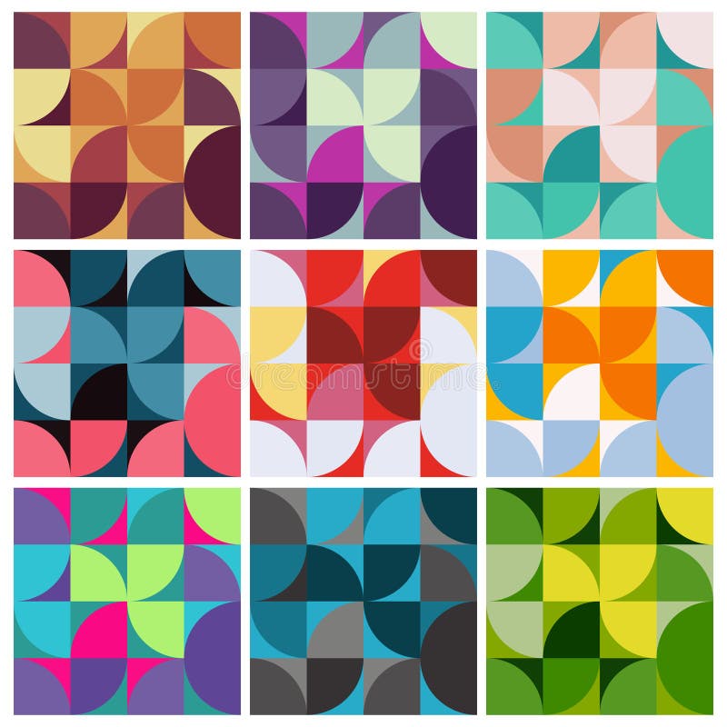 Abstract Geometrical Half Circle Seamless Pattern with Colour ...