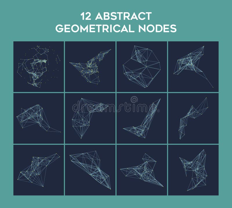 12 Abstract Geometrical Nodes Stock Illustration - Illustration of ...