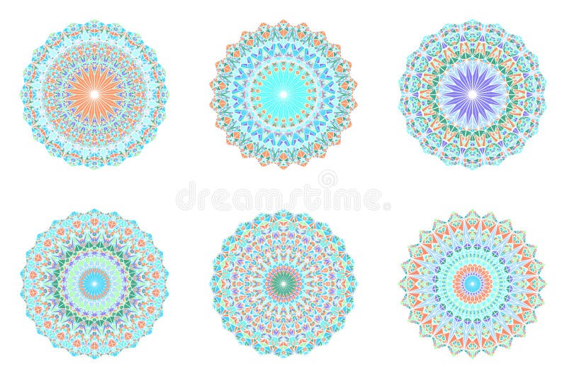 Abstract Geometrical Ornate Triangle Tile Pattern Mandala Set Stock ...