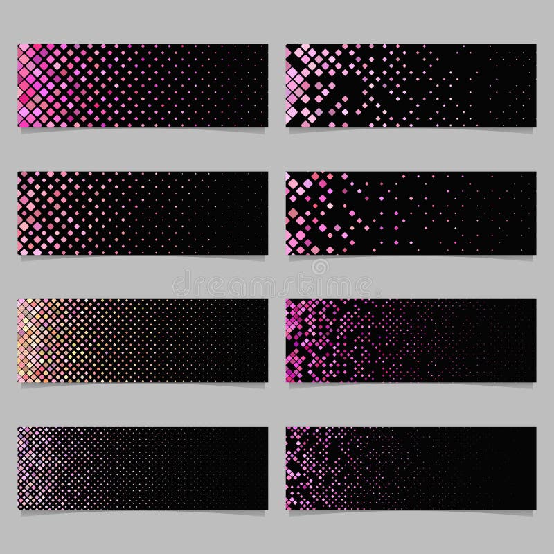Geometrical Rounded Square Mosaic Pattern Banner Background Set Stock ...