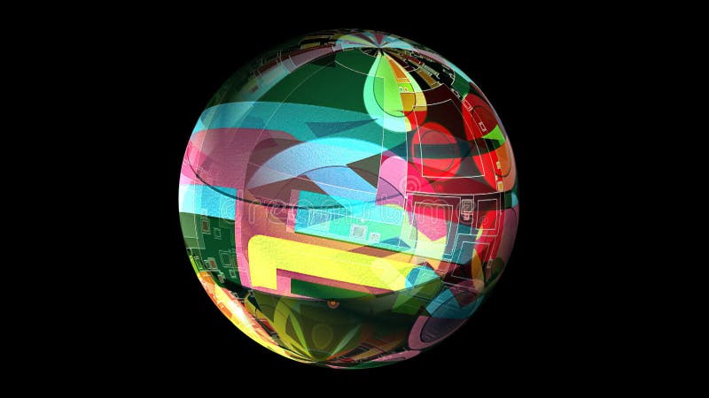 Abstract Geometrical Shapes and Elements on Rotating Sphere Stock ...