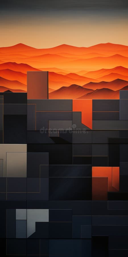Abstract City Skyline with Black and Orange Buildings Stock ...