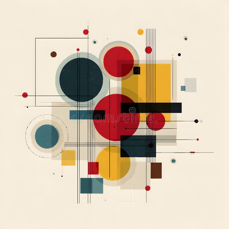 Abstract Geometry: Bauhaus-inspired Composition with Circles and Squares Modern Art Stock ...