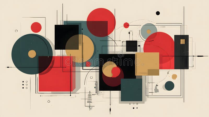 Abstract Geometry: Bauhaus-inspired Composition with Circles and Squares Modern Art Stock ...