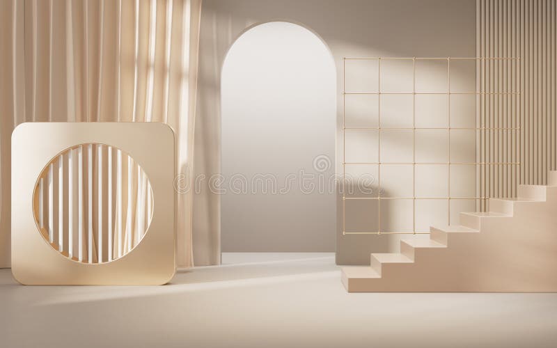 Abstract Geometry Interior Background, 3d Rendering.curtain,door Stock ...