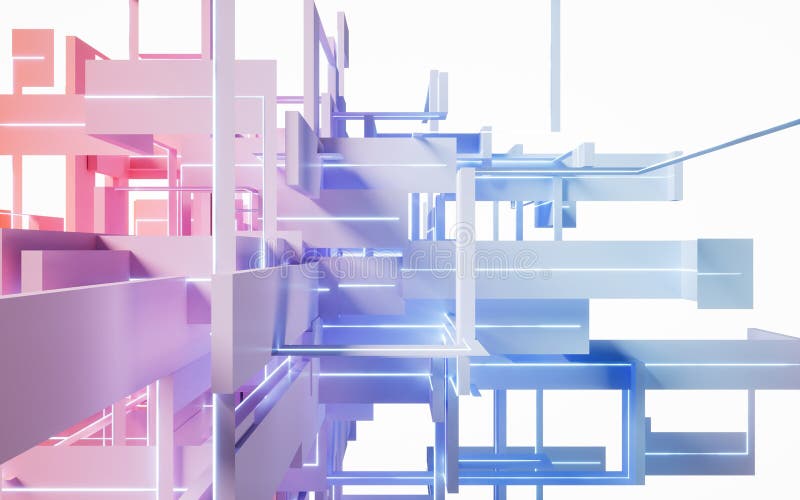 Abstract Geometry Line Structure, 3d Rendering Stock Illustration ...