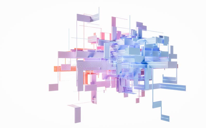 Abstract Geometry Line Structure, 3d Rendering Stock Illustration ...